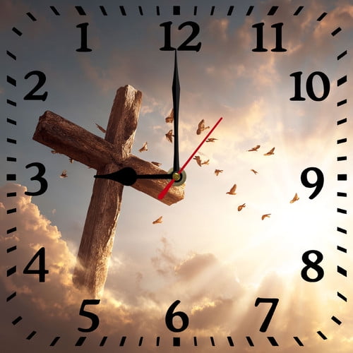 Soliyoahee Cross Wall Clock 10inch Wooden Square Clock Home Decoration ...
