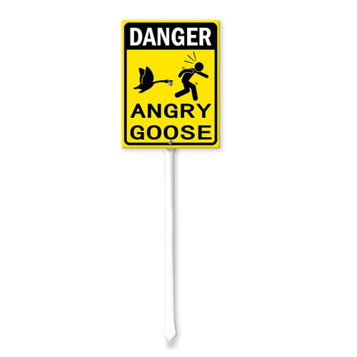 Soliyoahee Danger Angry Goose Yard Sign with Stake 8x12inch Rustproof ...