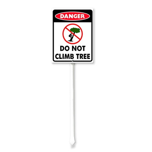 Soliyoahee Danger Do Not Climb Tree Yard Sign with Stake 8x12inch ...