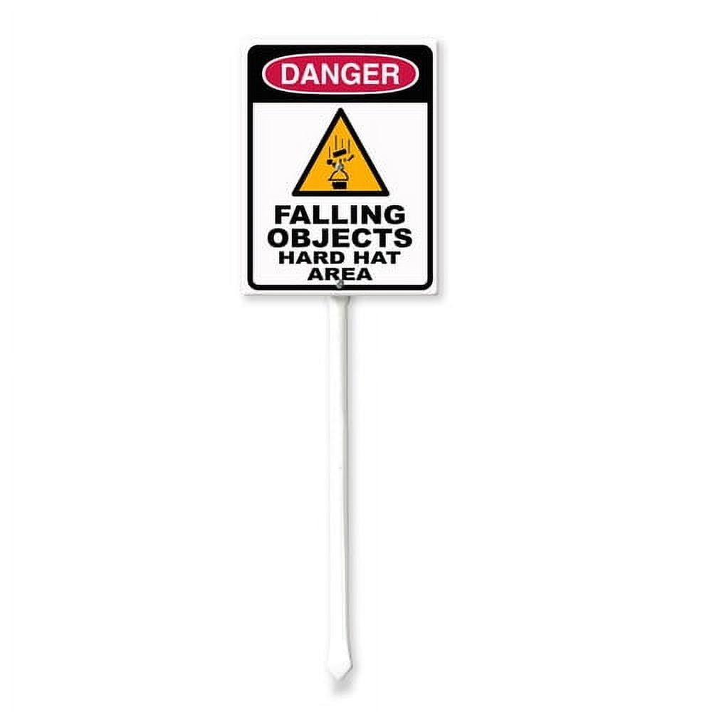 Soliyoahee Danger Falling Objects Hard Hat Area Yard Sign with Stake 4 ...