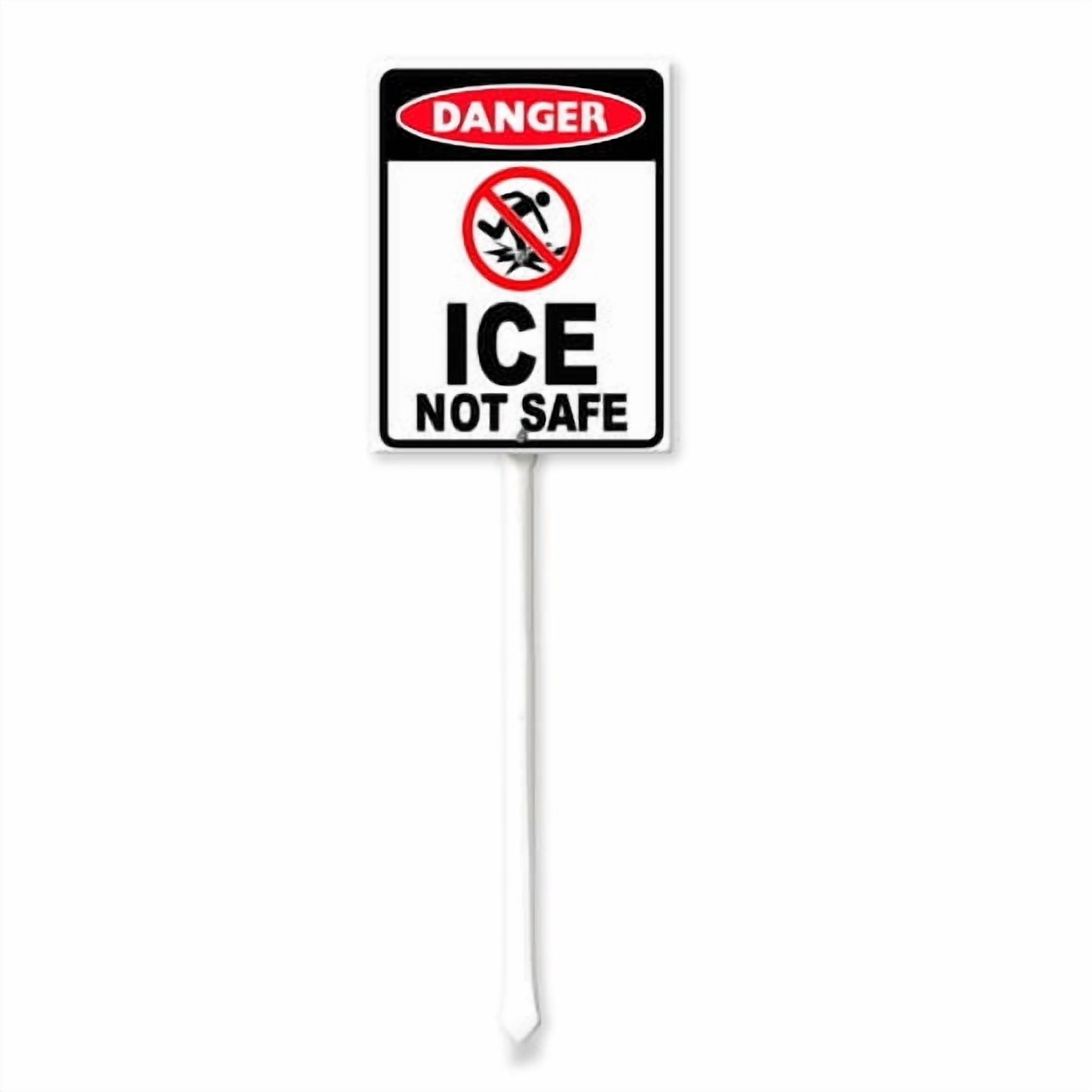 Soliyoahee Danger Ice Not Safe Sign with Stake 8x12inch Rustproof ...