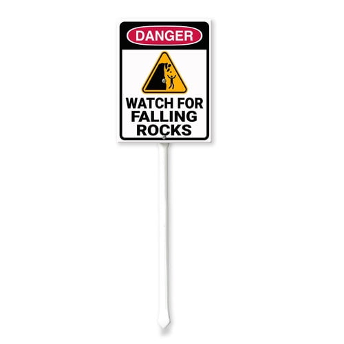 Soliyoahee Danger Watch For Falling Rocks Yard Sign with Stake 7x8 ...