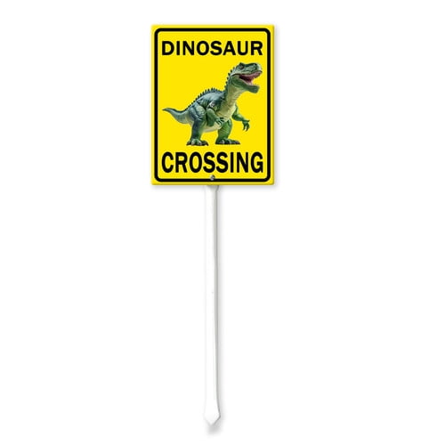 Soliyoahee Dinosaur Crossing Yard Sign with Stake 4.6x6inch Rustproof ...