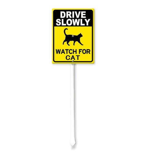 Soliyoahee Drive Slowly Watch For Cat Yard Sign with Stake 7x8.8inch ...