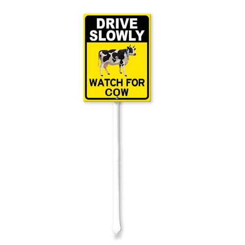 Soliyoahee Drive Slowly Watch For Cow Yard Sign with Stake 8x12inch ...