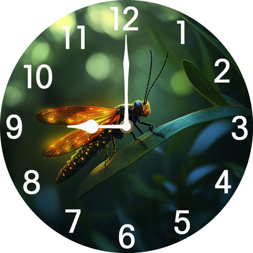 Soliyoahee Firefly Wall Clock 10inch Wooden Round Kitchen Clock Home ...