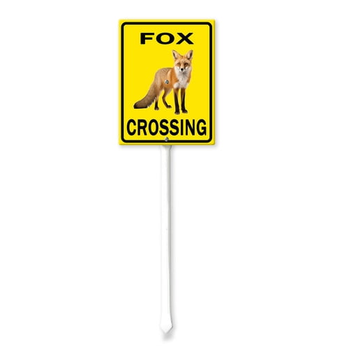 Soliyoahee Fox Crossing Yard Sign with Stake 7x8.8inch Rustproof ...