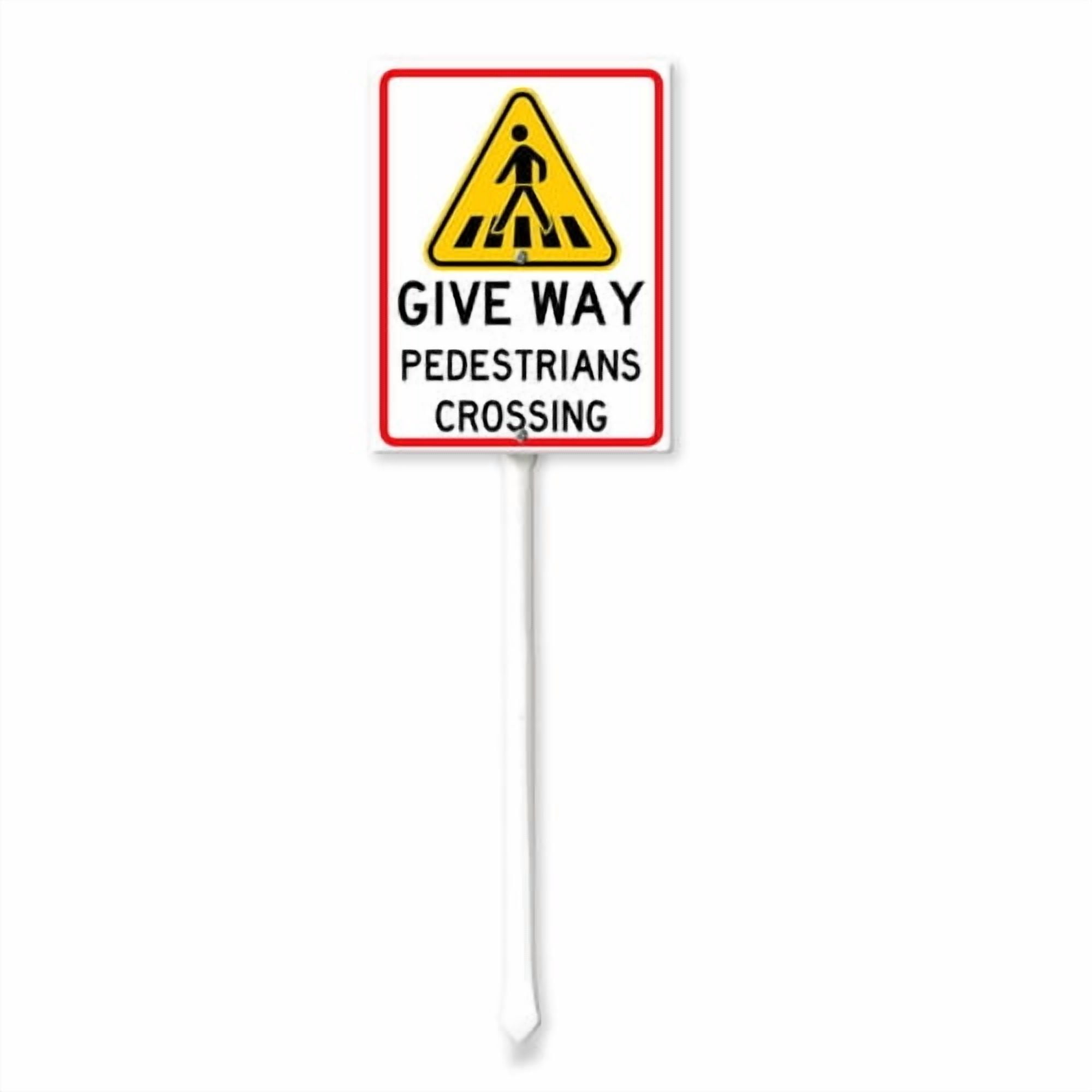 Soliyoahee GIVE WAY PEDESTRIANS CROSSING Yard Sign with Stake 7x8.8inch ...