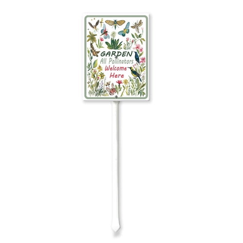 Soliyoahee Garden All Pollinators Welcome Here Yard Sign with Stake 7x8 ...