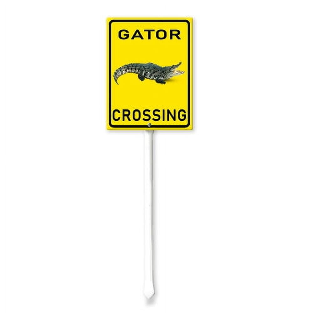 Soliyoahee Gator Crossing Yard Sign with Stake 7x8.8inch Rustproof ...