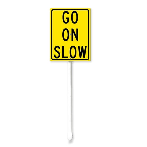 Soliyoahee Go On Slow Yard Sign with Stake 4.6x6inch Rustproof Aluminum ...
