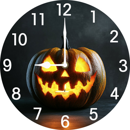 Soliyoahee Halloween Pumpkin Lantern Wall Clock 10inch Wooden Round ...