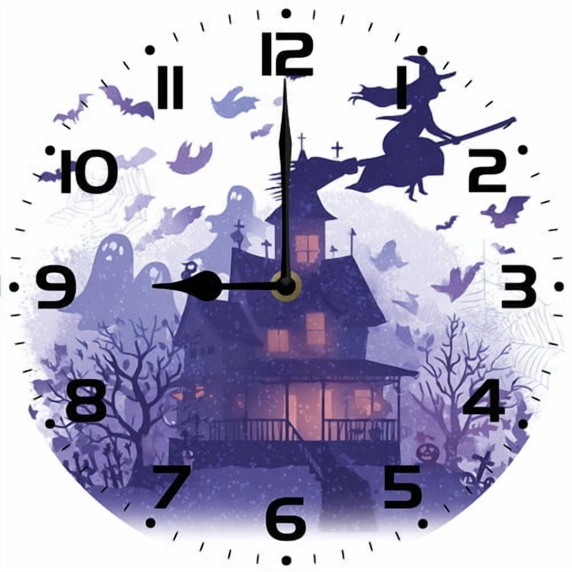 Soliyoahee Halloween Witch Clock 10inch Wooden Round Wall Clock ...