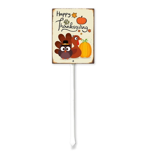 Soliyoahee Happy Thanksgiving Yard Sign with Stake 4.6x6inch Rustproof ...