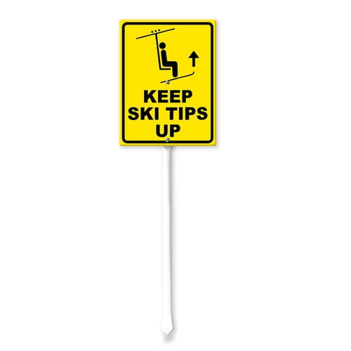 Soliyoahee Keep Ski Tips Up Sign with Stake 8x12inch Rustproof Aluminum ...