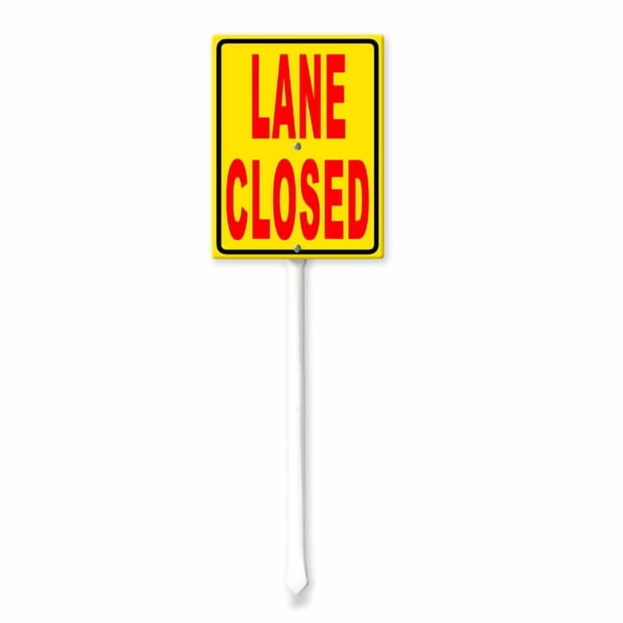 Soliyoahee Lane Closed Sign with Stake 7x8.8inch Rustproof Aluminum ...