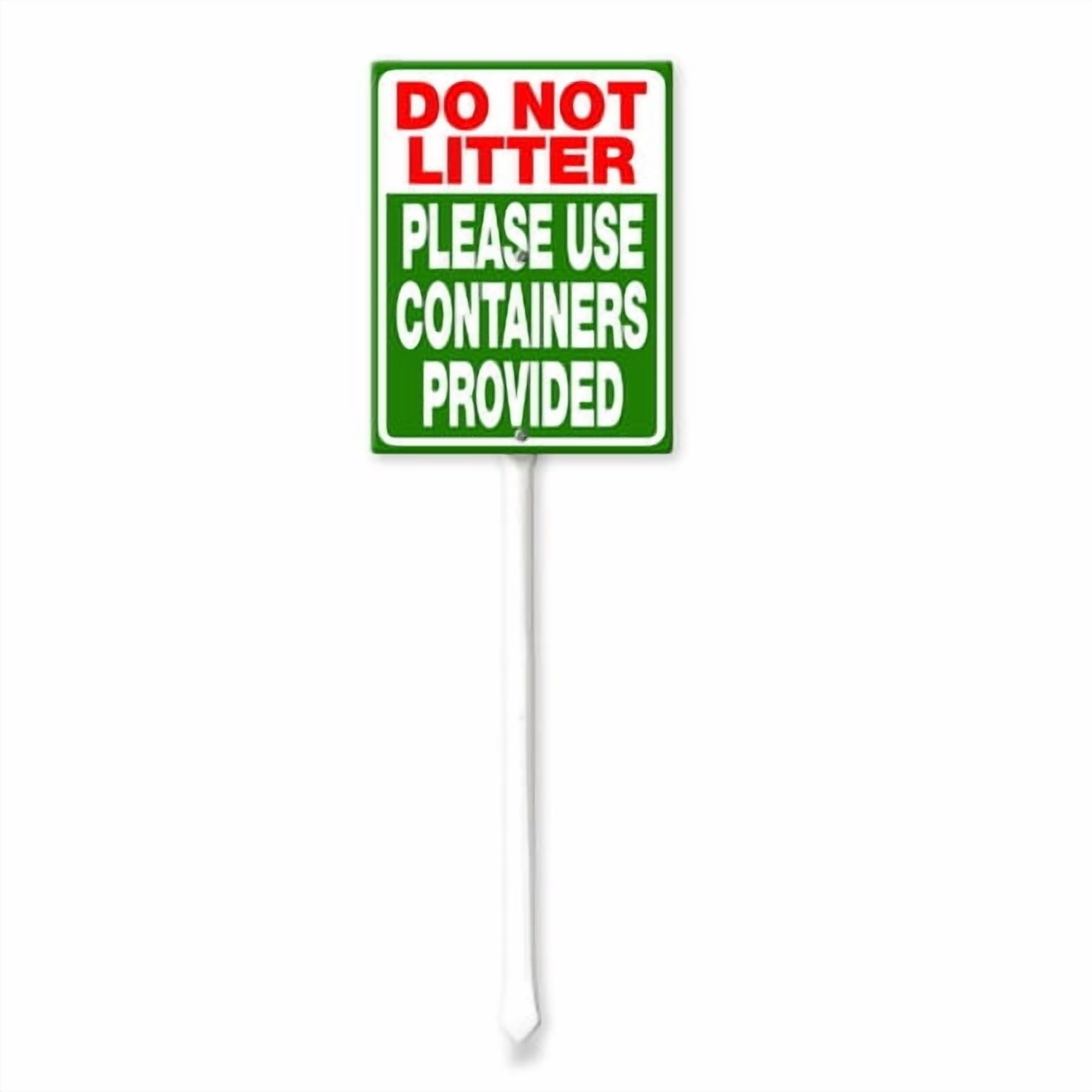 Soliyoahee Do Not Litter Please Use Containers Provided Sign with Stake ...