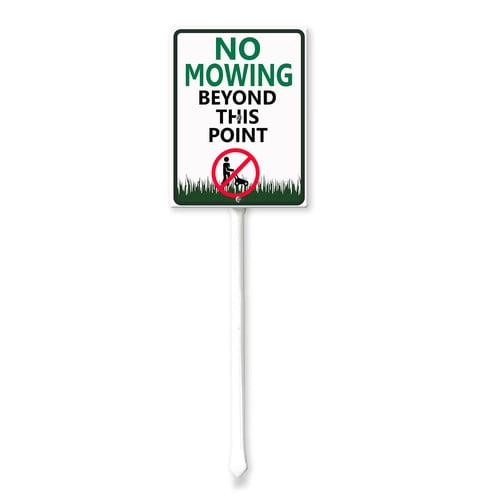Soliyoahee No Mowing Beyond This Point Aluminum Sign with Stake No Mow ...