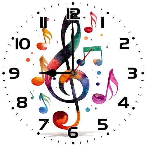 Soliyoahee Musical Wall Clock 10inch Wooden Round Modern Clock Home ...
