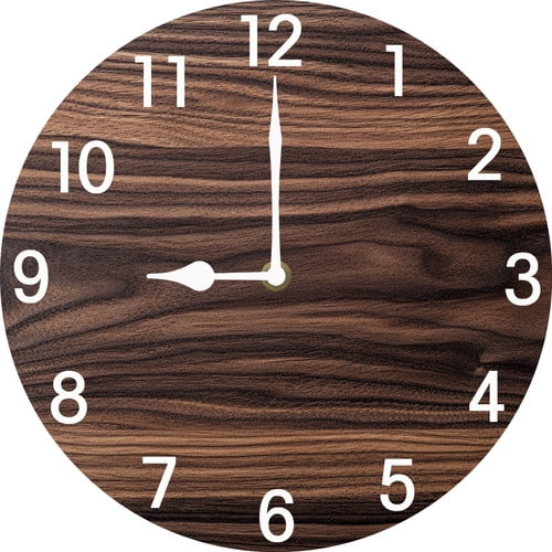 Soliyoahee Wood Grain Clock 10inch Wooden Round Clock Living Room ...