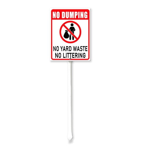 Soliyoahee No Dumping Yard Sign with Stake 8x12inch Rustproof Aluminum ...