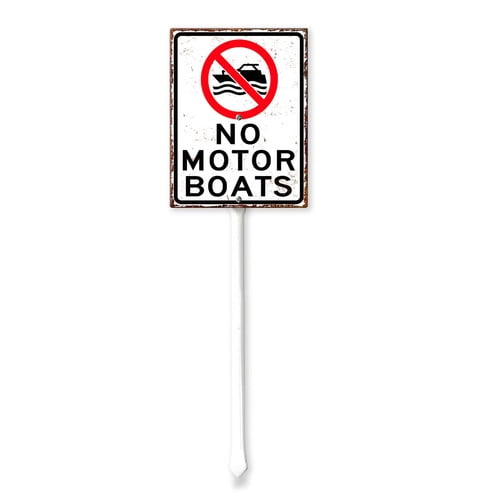 Soliyoahee No Motor Boats Sign with Stake 7x8.8inch Rustproof Aluminum ...
