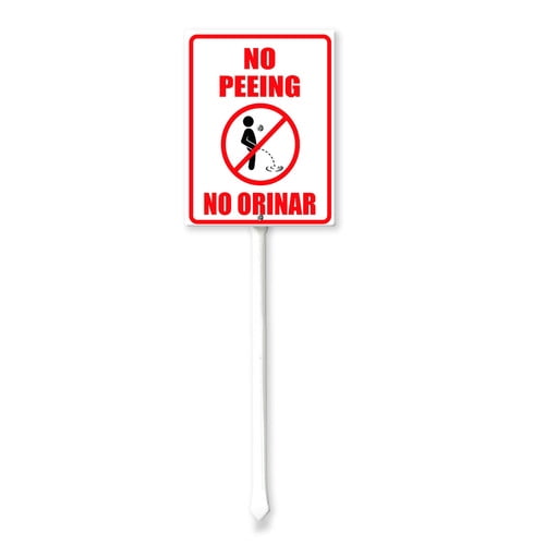 Soliyoahee No Peeing No Orinar Yard Sign with Stake 8x12inch Rustproof ...