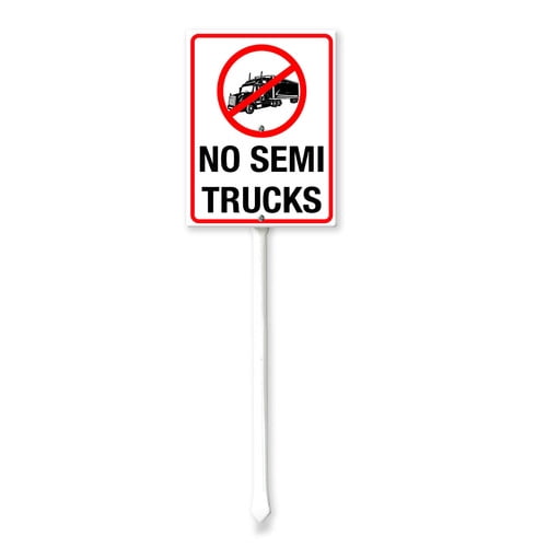 Soliyoahee No Semi Trucks Yard Sign with Stake 4.6x6inch Rustproof ...