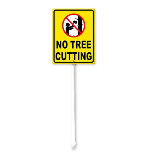 Soliyoahee No Tree Cutting Yard Sign with Stake 7x8.8inch Rustproof ...
