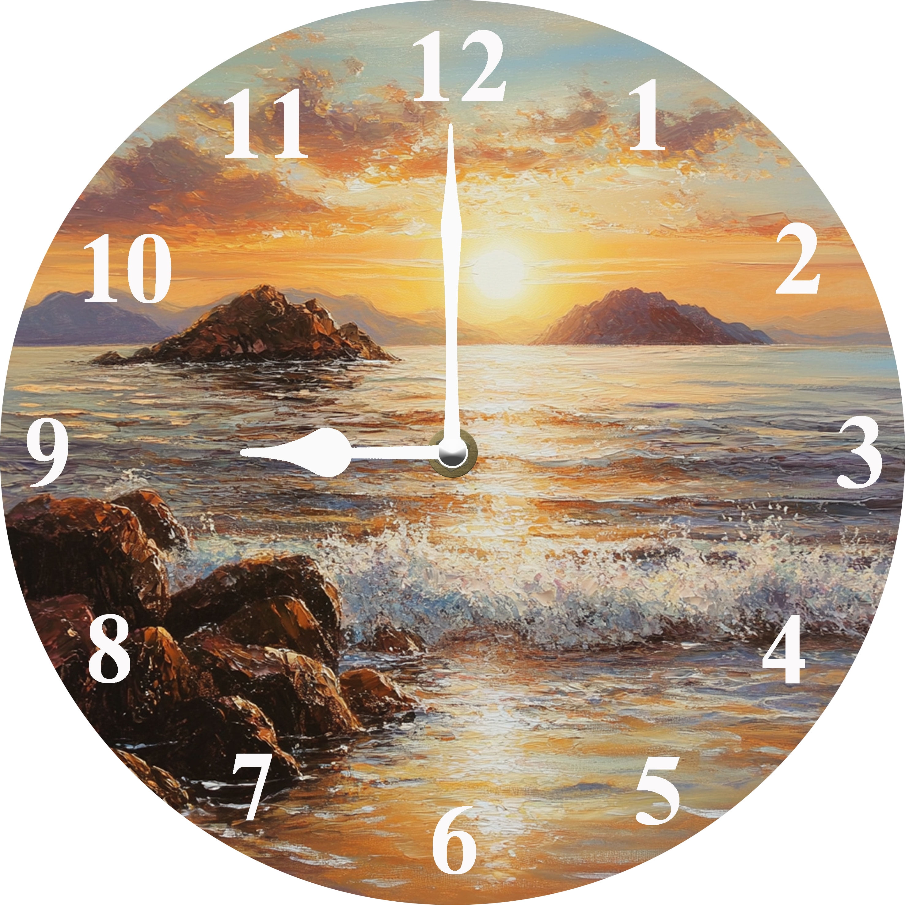 Soliyoahee Ocean Wave Clock 10inch Wooden Round Home Decor Wall Clock ...
