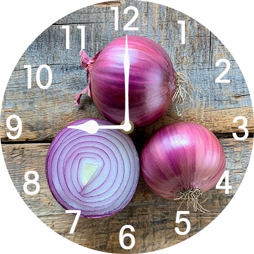 Soliyoahee Onion Clock 10inch Round Wall Clock Kitchen Decor Silent No ...
