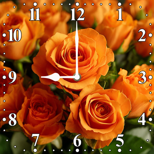 Soliyoahee Orange Rose Clock 10inch Wooden Square Wall Clock Living ...