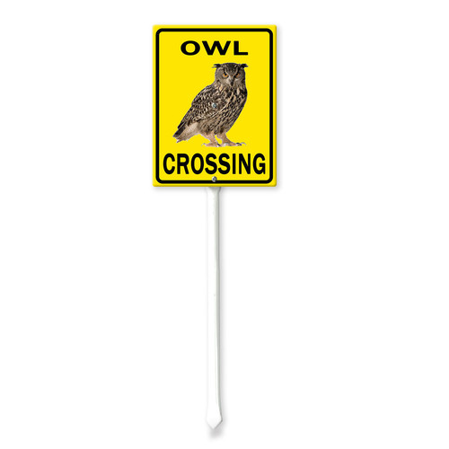 Soliyoahee Owl Crossing Yard Sign with Stake 7x8.8inch Rustproof ...