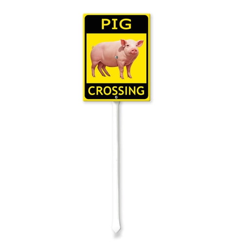 Soliyoahee Pig Crossing The Road Sign with Stake 8x12inch Rustproof ...