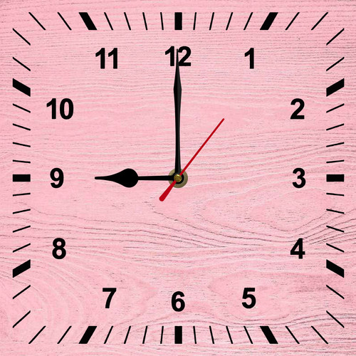 Soliyoahee Pink Wood Grain Clock 10inch Wooden Square Country Farmhouse ...