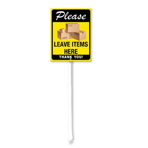 Soliyoahee Please Leave Items Here Yard Sign with Stake 7x8.8inch ...