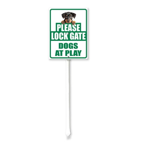 Soliyoahee Please Lock Gate Dogs At Play Yard Sign with Stake 8x12inch ...