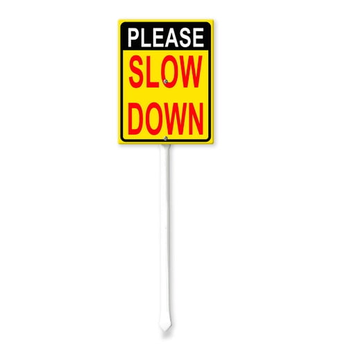 Soliyoahee Please Slow Down Yard Sign with Stake 4.6x6inch Rustproof ...