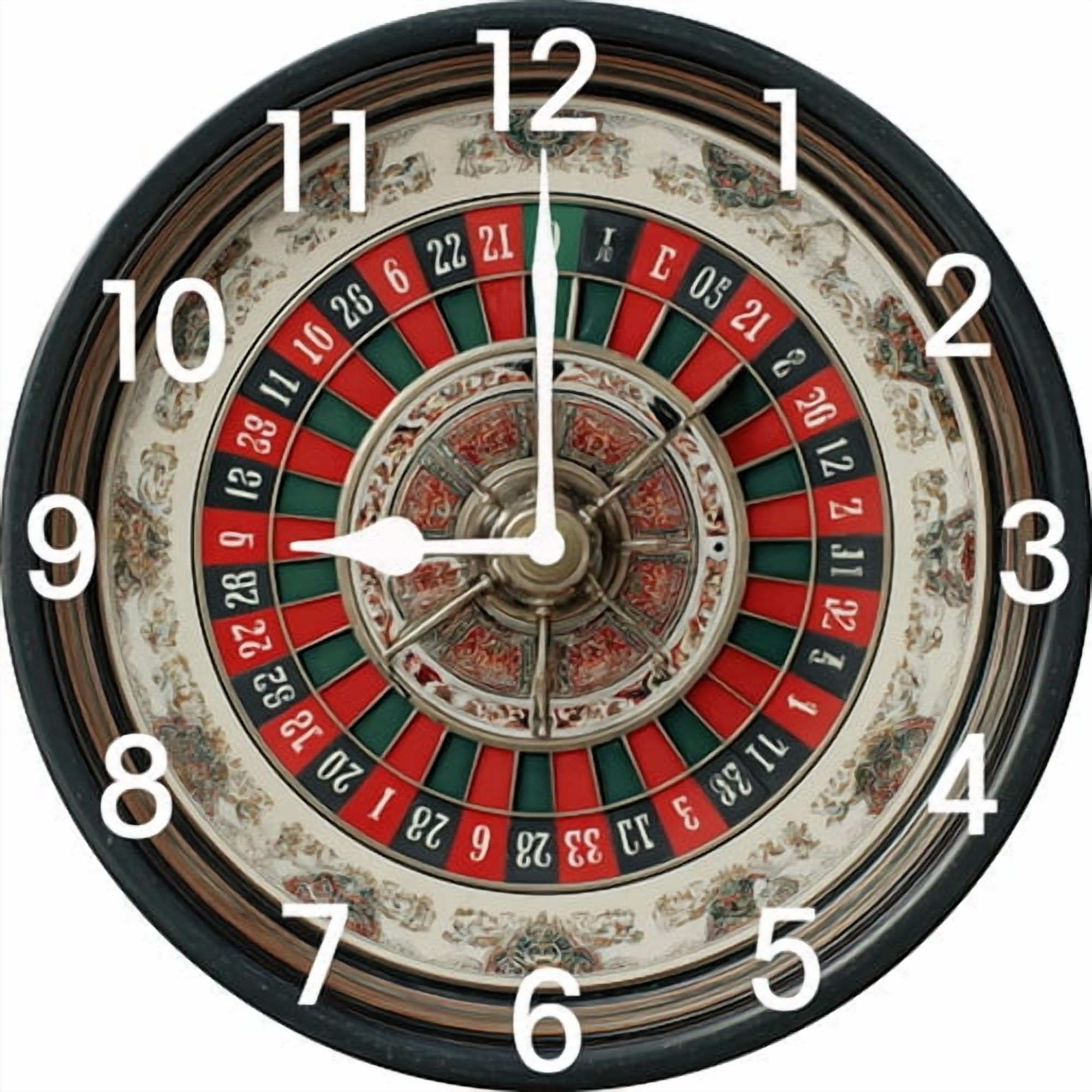 Soliyoahee Poker Roulette Wall Clock 10inch Wooden Round Modern ...