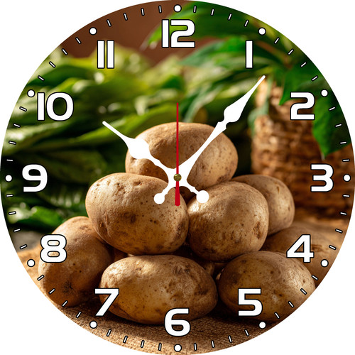 Soliyoahee Potato Wall Clock 10inch Wooden Round Kitchen Clock Silent ...
