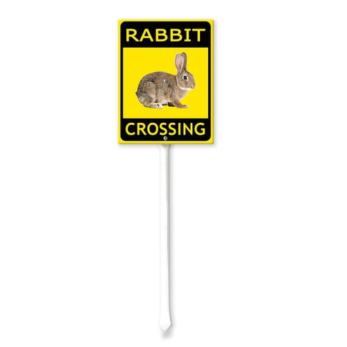 Soliyoahee RabbIt Crossing The Road Sign with Stake 7x8.8inch Rustproof ...