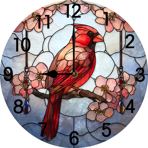 Soliyoahee Red Cardinal Bird Wall Clock 10inch Wooden Round Bathroom ...