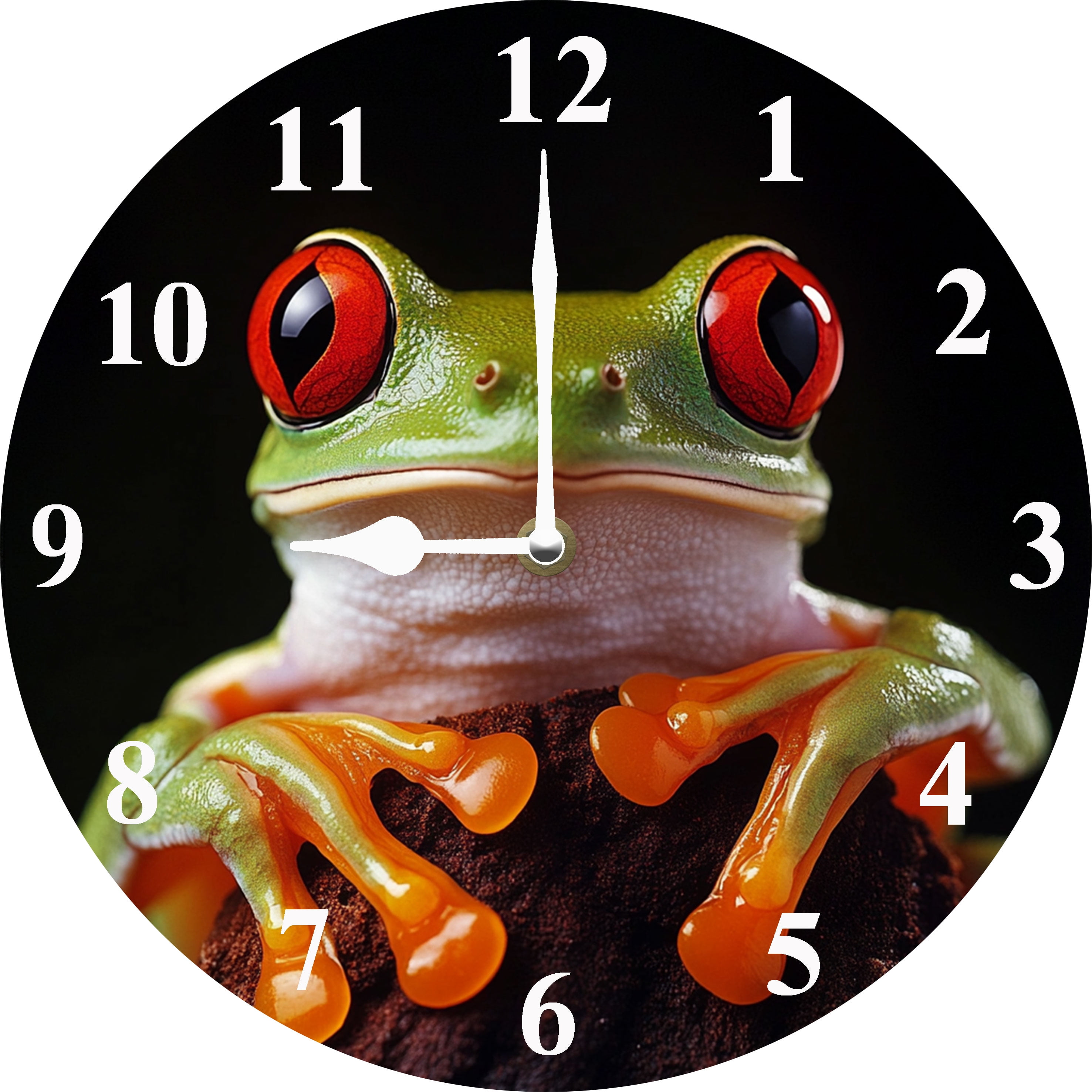 Soliyoahee Red Eyed Tree Frog Clock 10inch Wooden Round Home Decor Wall ...
