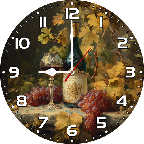 Soliyoahee Red Wine Wall Clock 10inch Wooden Round Modern Simple Clock ...