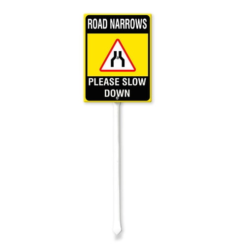Soliyoahee Road Narrows Please Slow Down Yard Sign with Stake 8x12inch ...