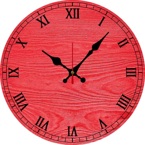 Soliyoahee Roman Numerals Wall Clock 10inch Wooden Round Vintage ...