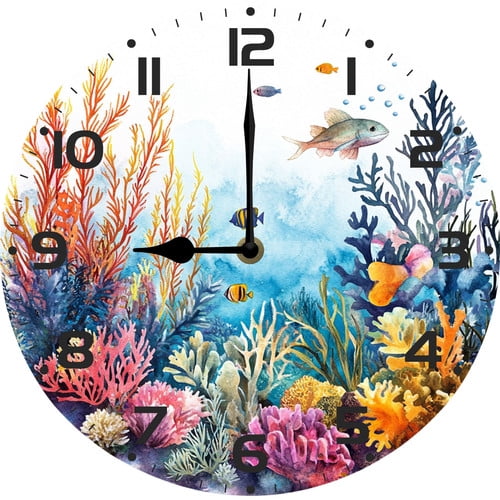 Soliyoahee Round Wall Clock Silent Non-Ticking Battery Operated Clock ...