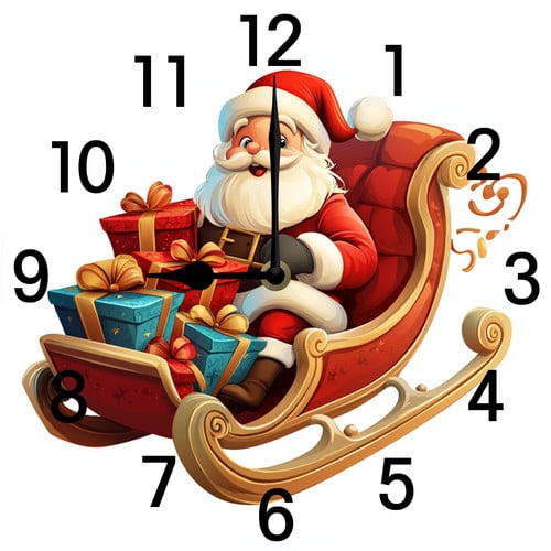 Soliyoahee Santa Wall Clock 10inch Wooden Round Clock Living Room ...