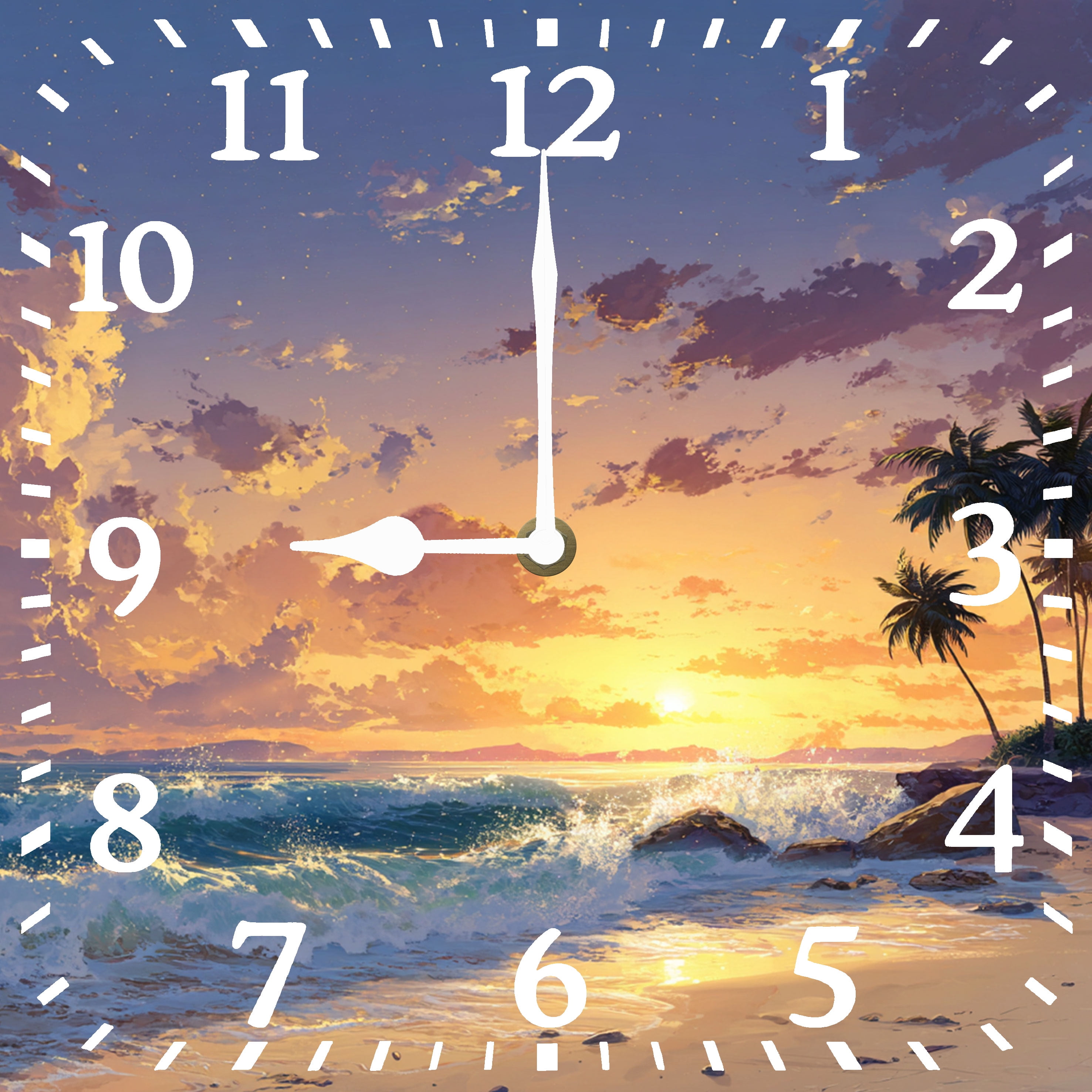 Soliyoahee Seaside Scenery Wall Clock 10inch Wooden Square Bathroom ...