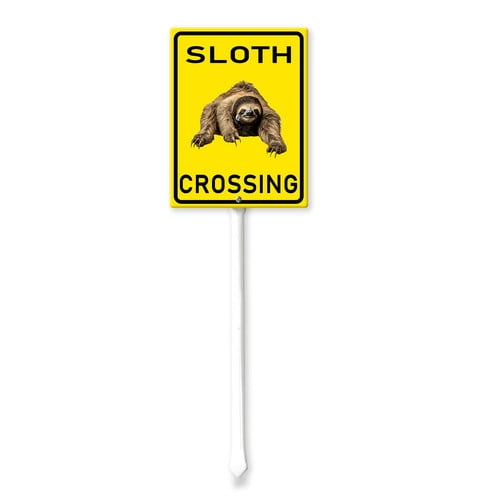 Soliyoahee Sloth Crossing Yard Sign with Stake 8x12inch Rustproof ...